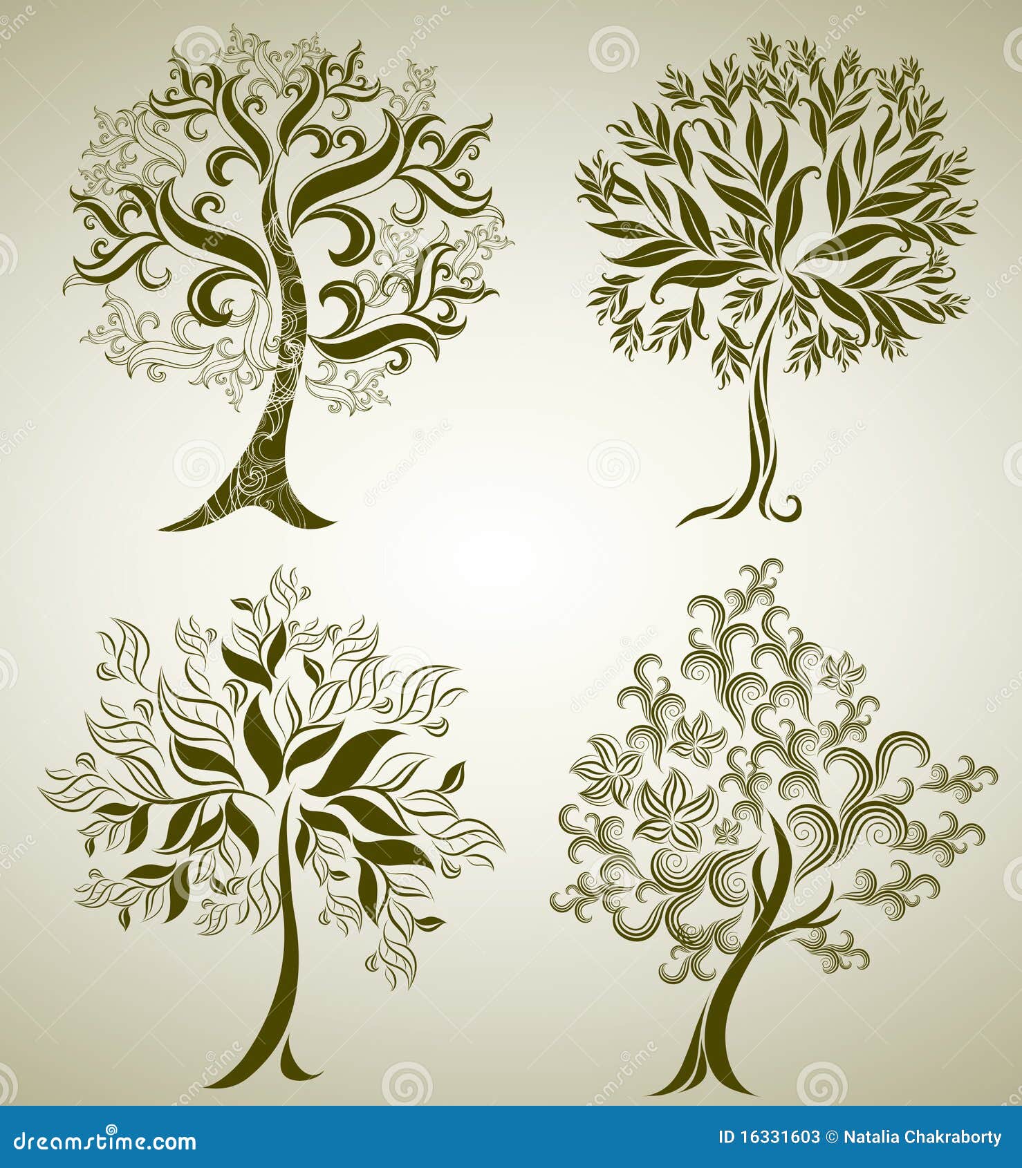 Designs with Decorative Tree from Leafs Stock Vector - Illustration of ...