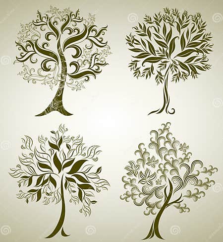 Designs with Decorative Tree from Leafs Stock Vector - Illustration of ...