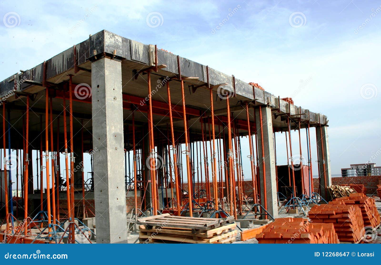 Designs of an Under Construction Building Stock Image - Image of blue ...