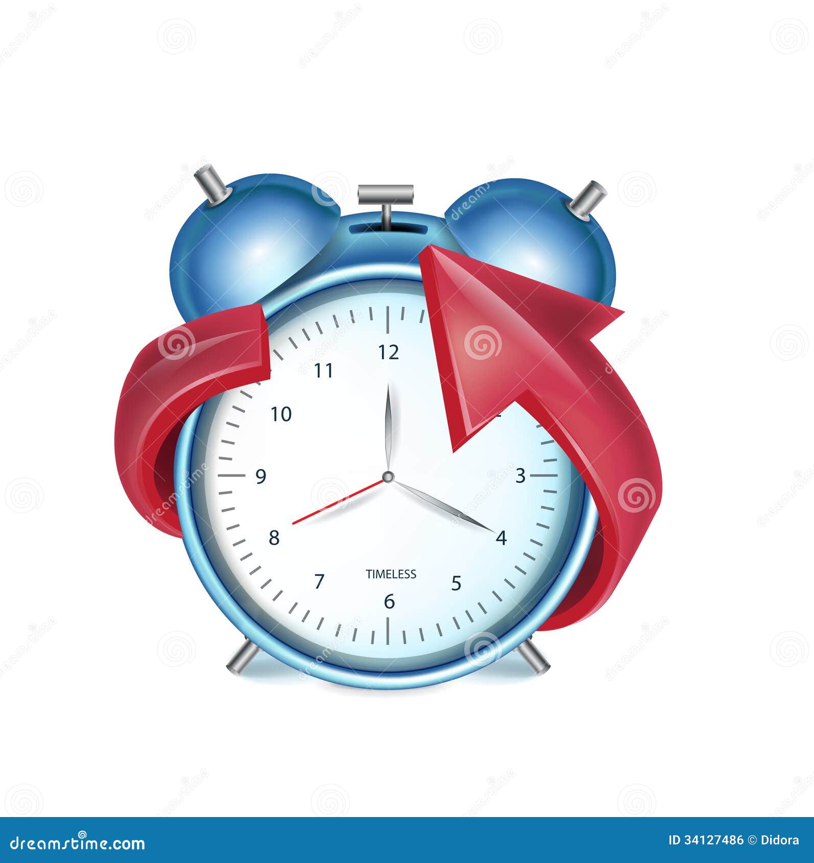 Desk Alarm Clock with Red Arrow Isolated Stock Vector - Illustration of ...