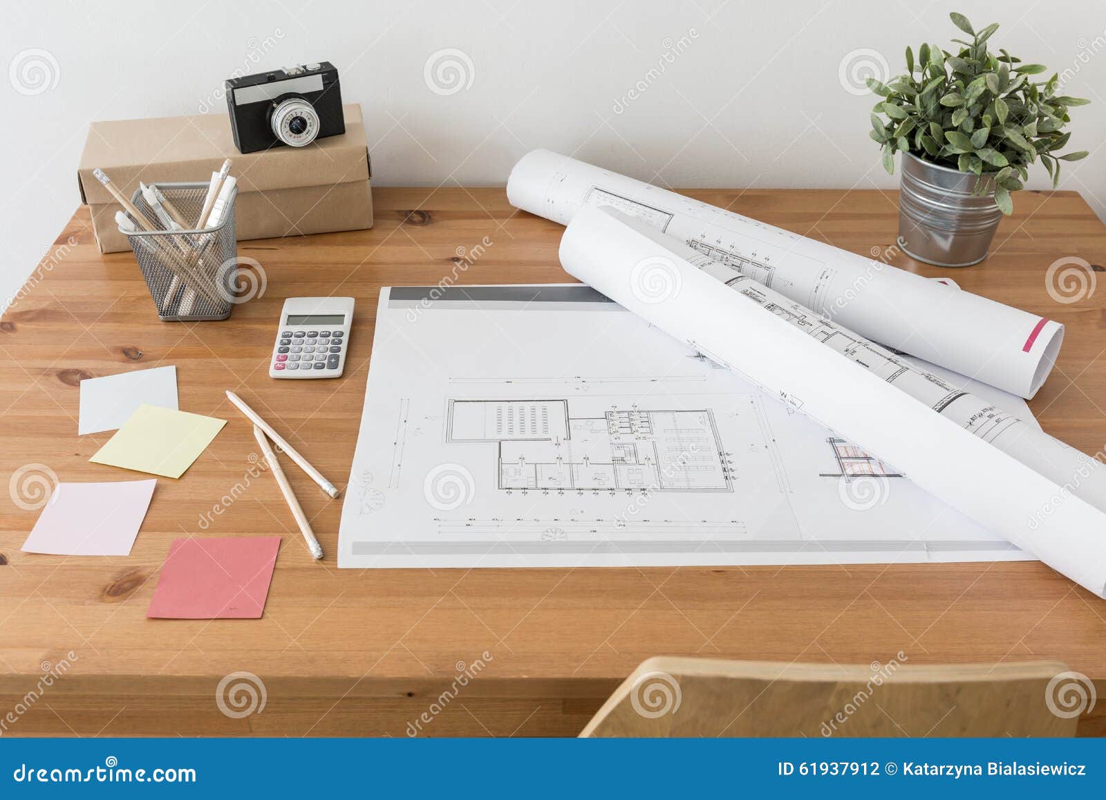 Desk of an architect stock photo. Image of estate, minimal - 61937912