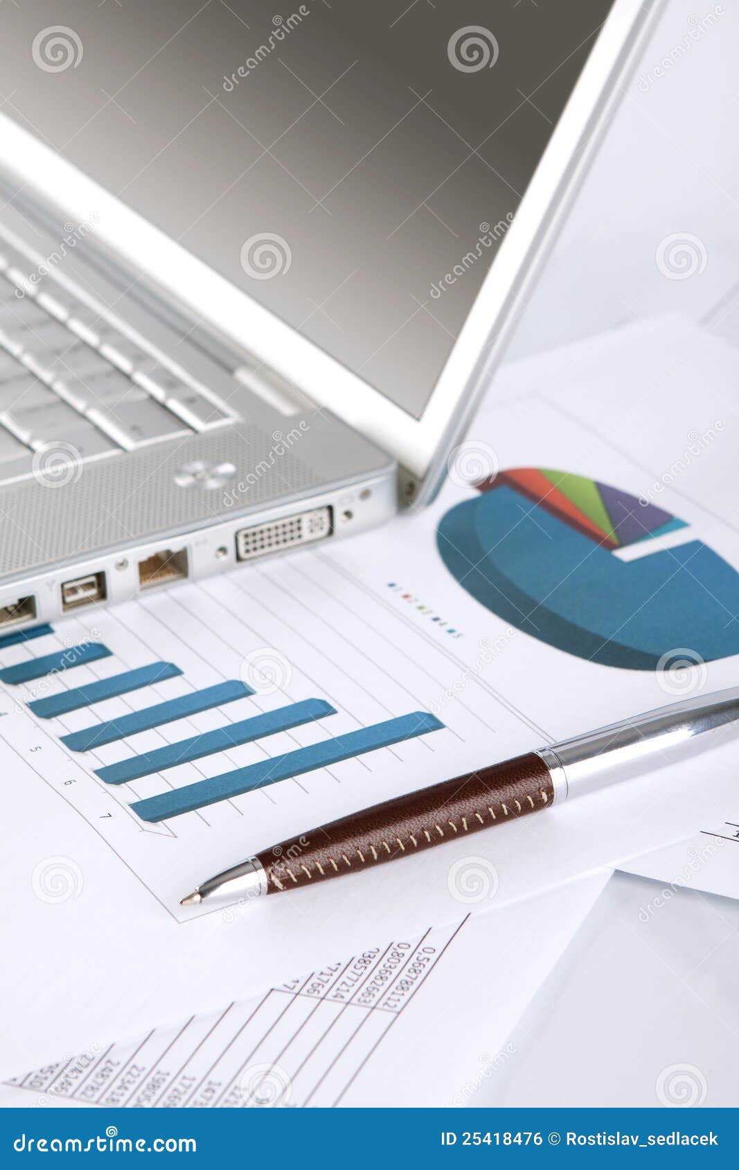 Desk Area with Documents and Charts Stock Photo - Image of bonds ...