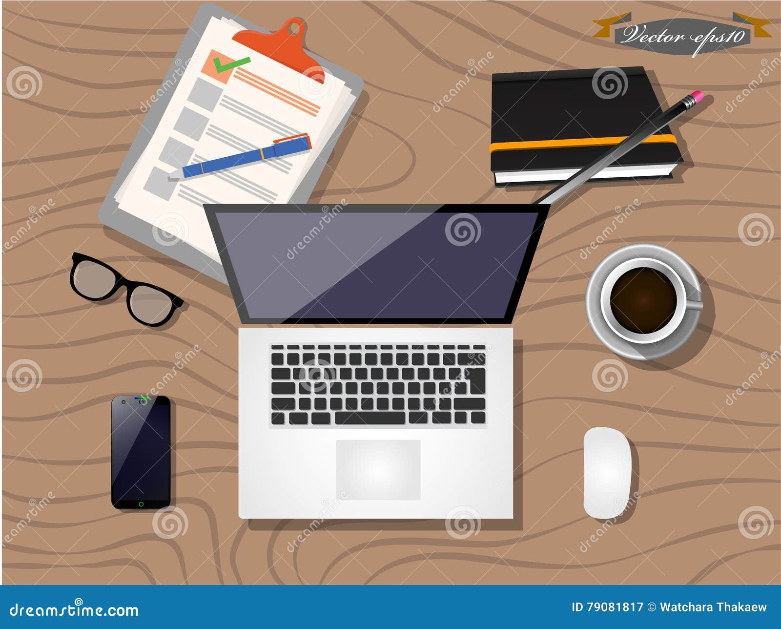 Desk stock illustration. Illustration of office, desktop - 79081817