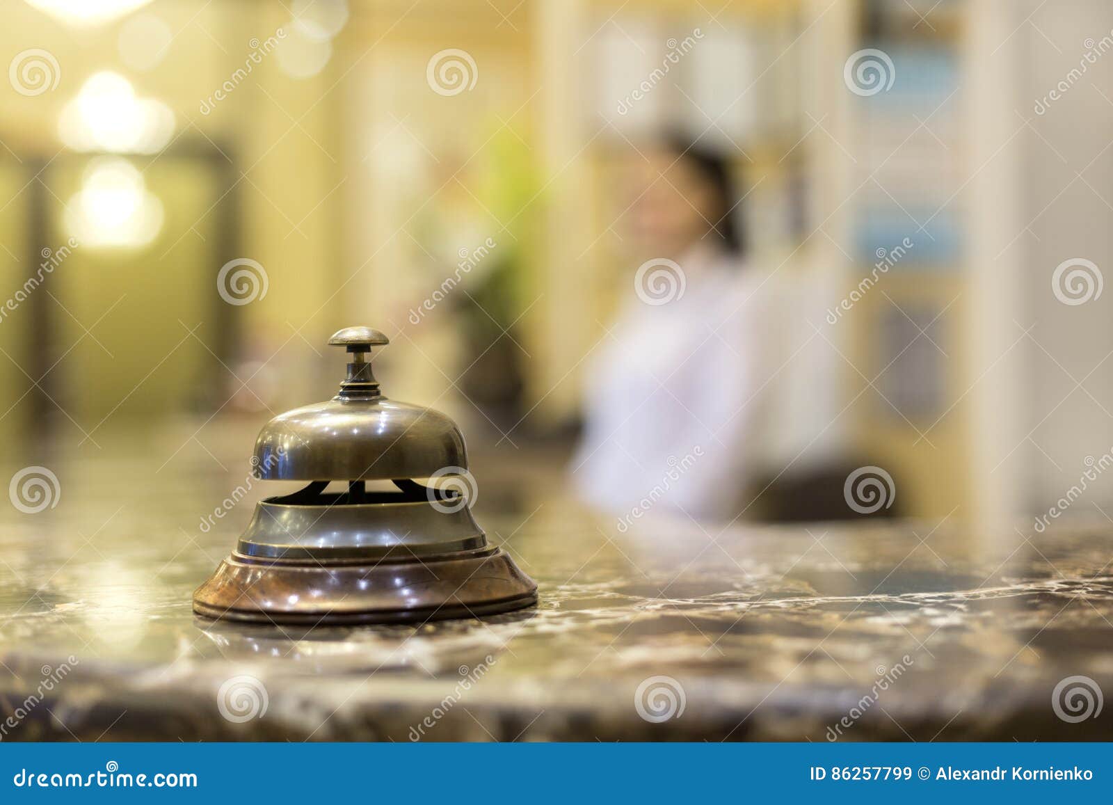 Desk with bell stock image. Image of front, bokeh, vacation - 86257799
