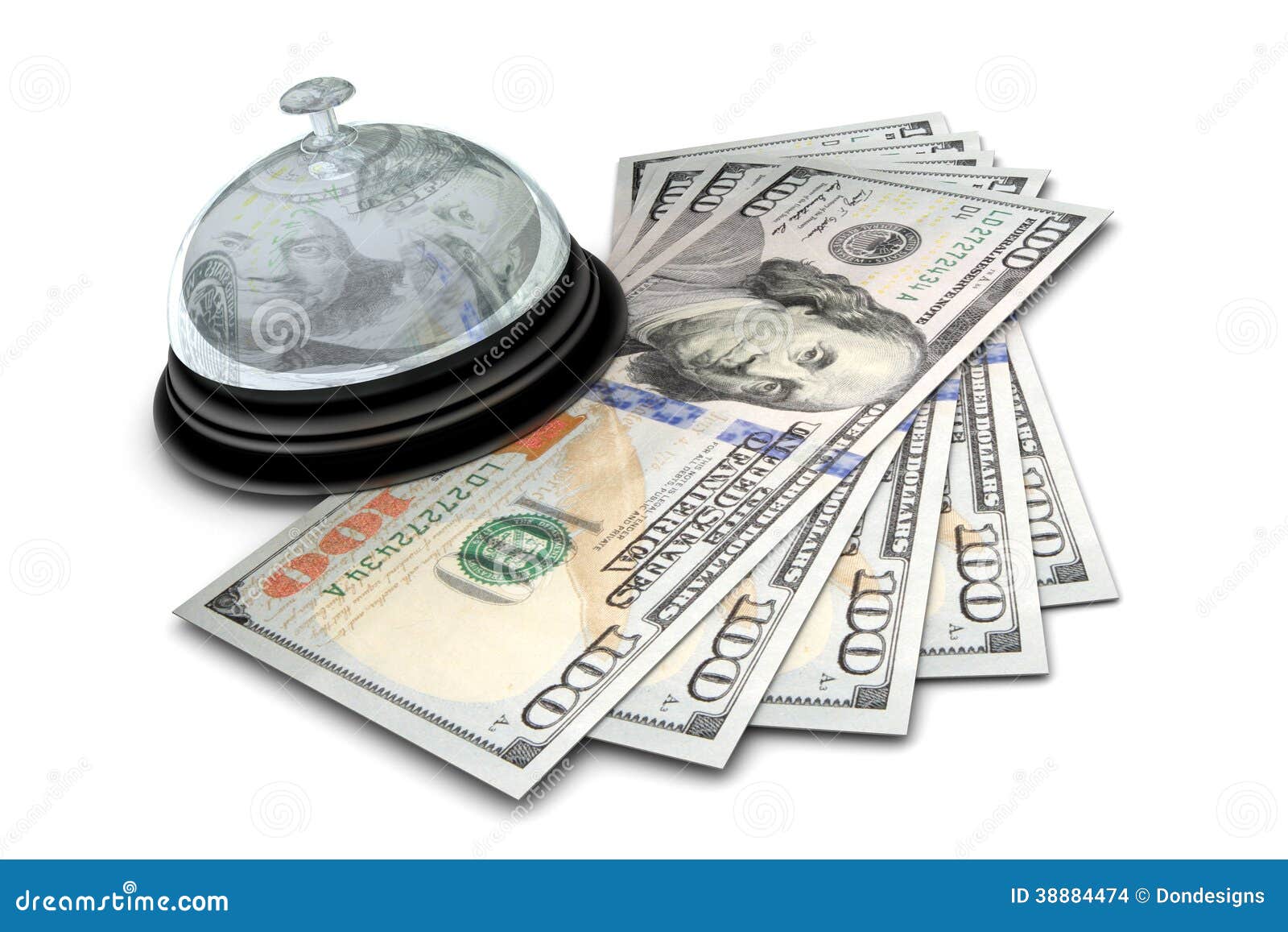 Desk Bell with Money stock photo. Image of alarm, assist - 38884474