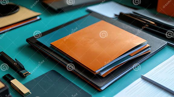 A Desk with a Bunch of Different Types of Papers Stock Illustration ...