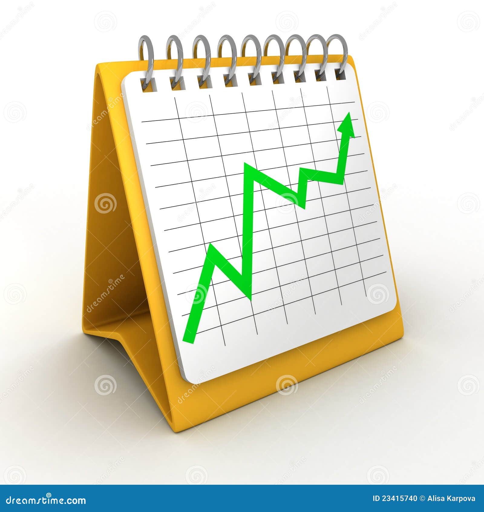 Desk Calendar with Green Growing Graph Stock Illustration ...