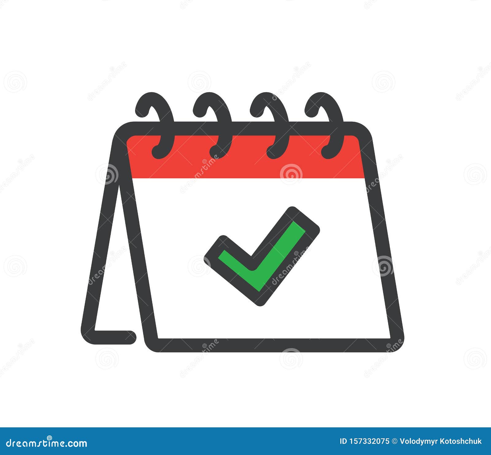 Desk Calendar Icon with a Tick. Flat Style - Stock Vector Stock ...