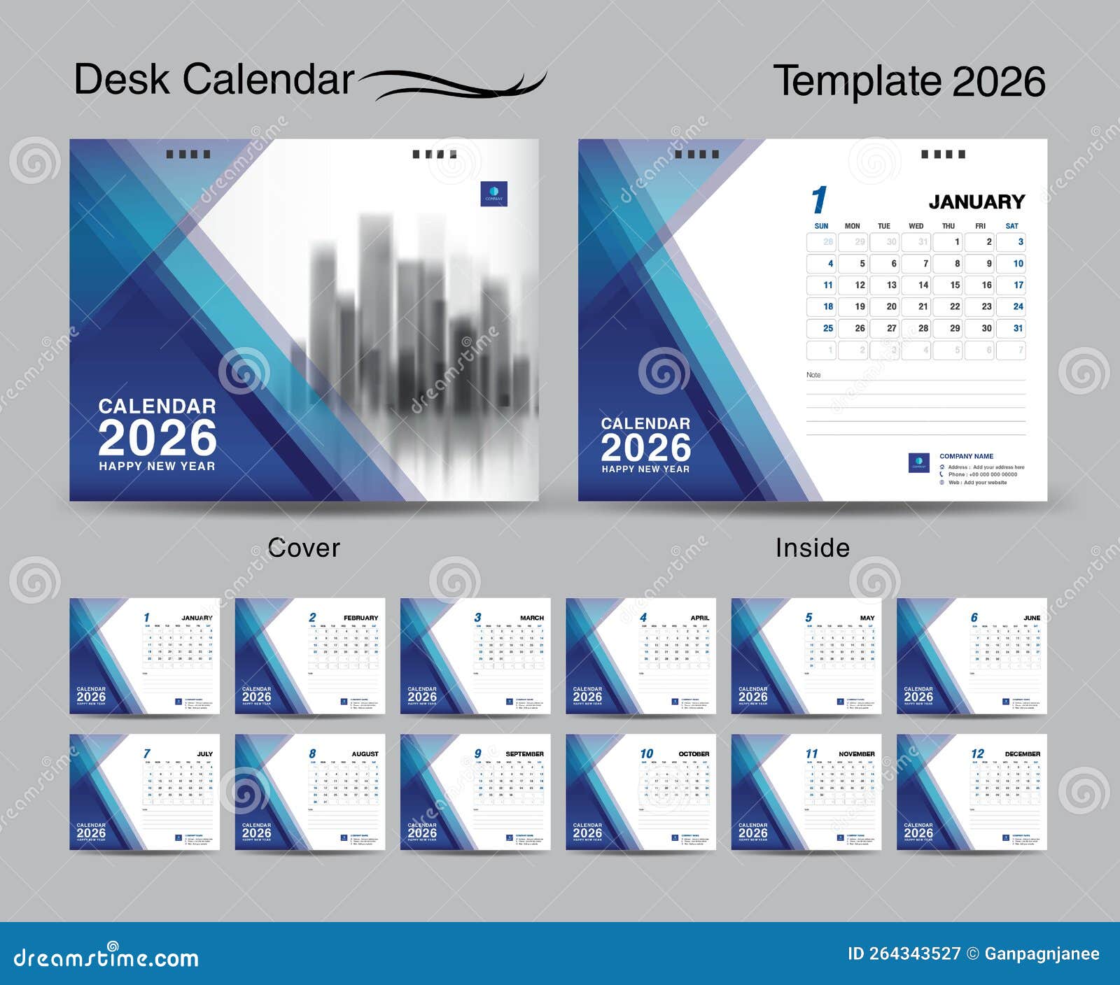 Calendar 2026 Year Vector Illustration, Set Of 12 Calendar, Week Starts ... Calendar 2026 Year Vector Illustration, Set Of 12 Calendar, Week Starts ...