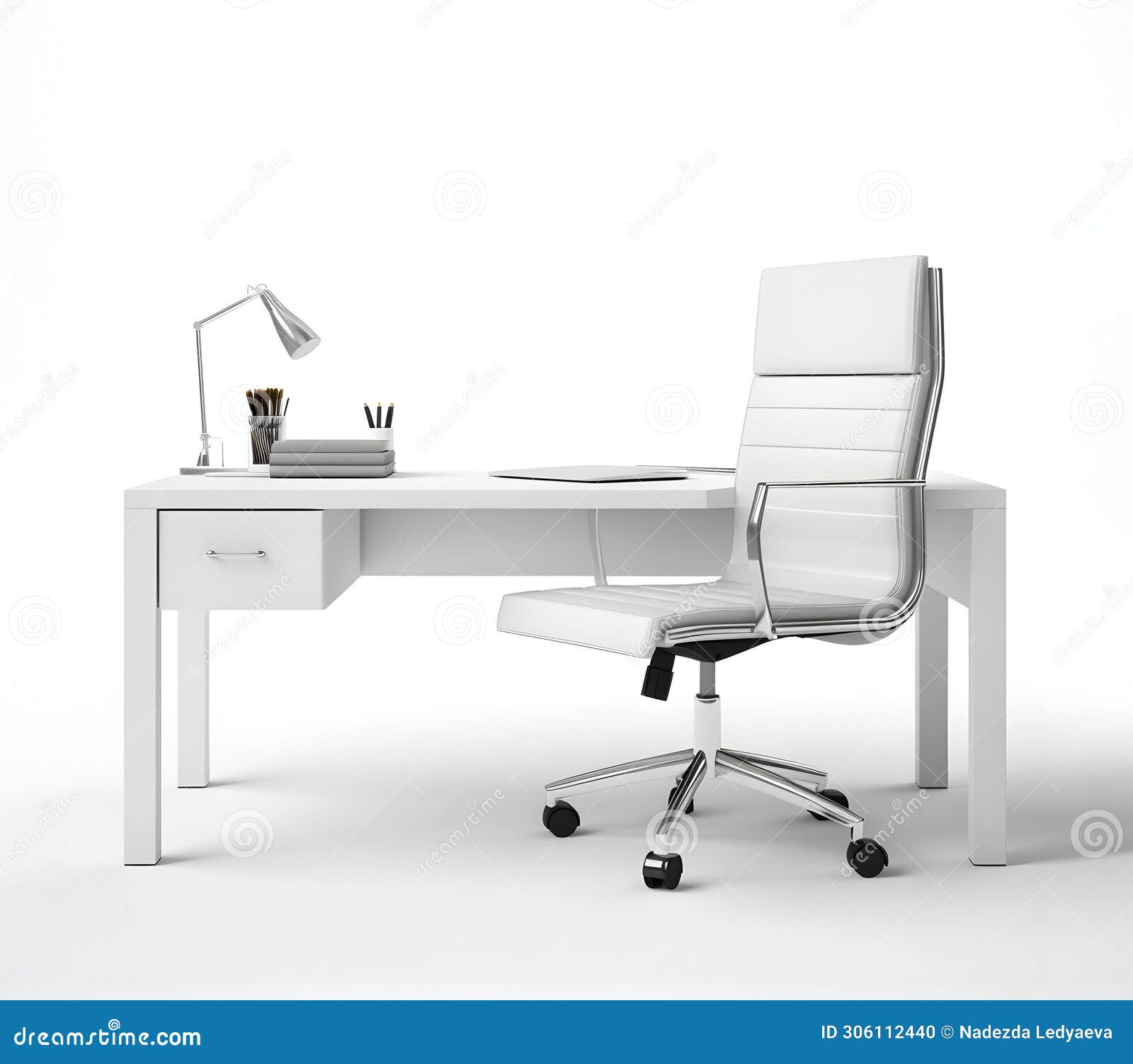 Desk and Chair on a White Background. Stock Illustration - Illustration ...