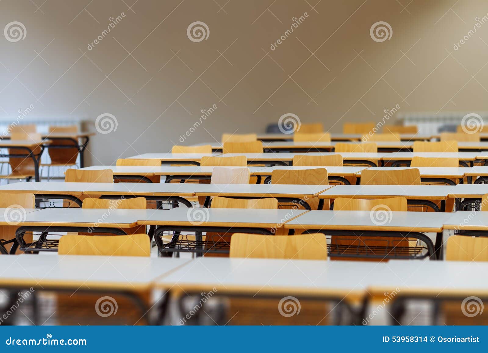 Desk and Chairs in Classroom Stock Photo - Image of light, dais: 53958314