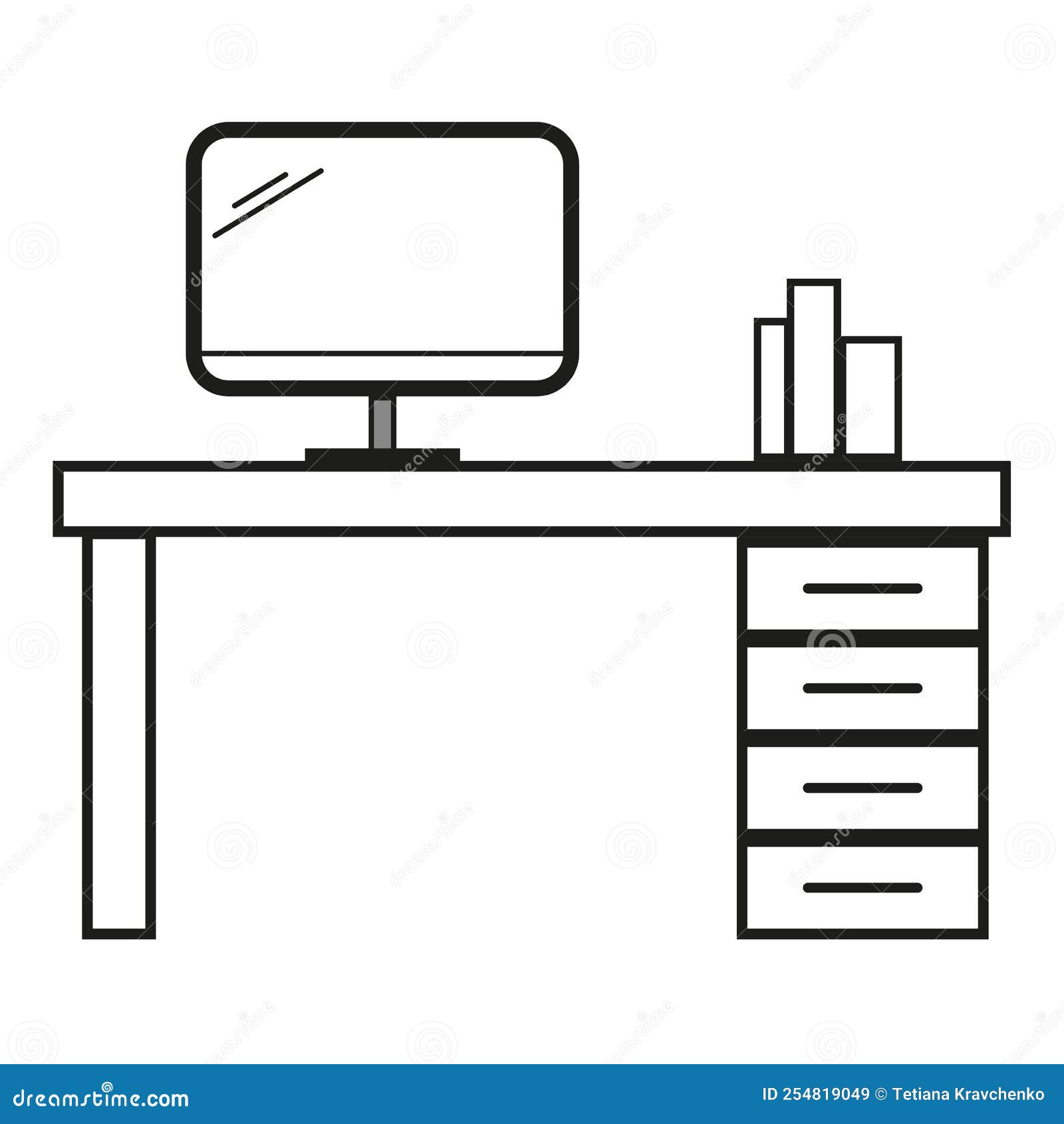Desk Computer Books Icon. Business Concept. Vector Illustration. Stock ...