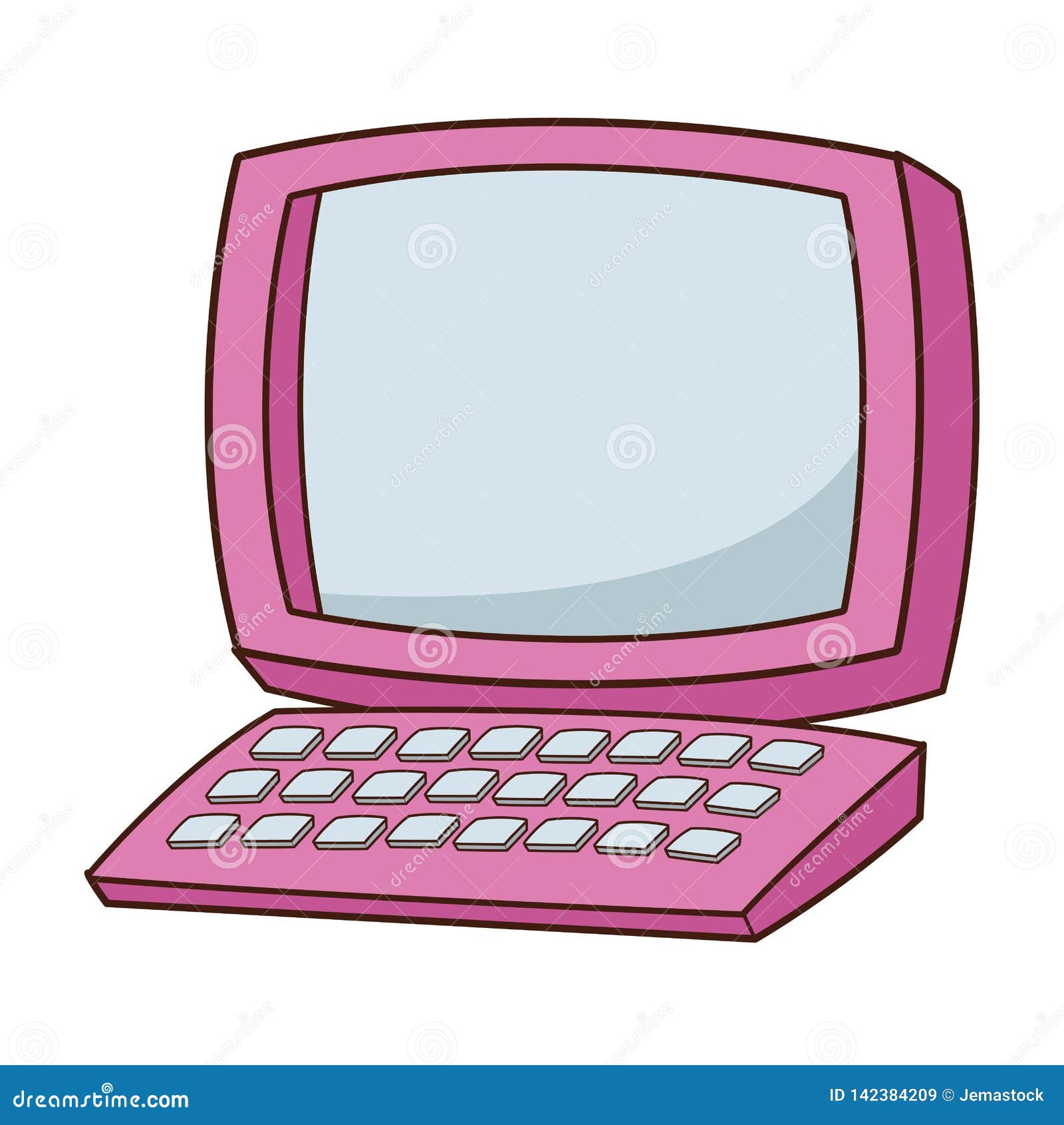 Desk Computer with Keyboard Cartoon Stock Vector - Illustration of ...