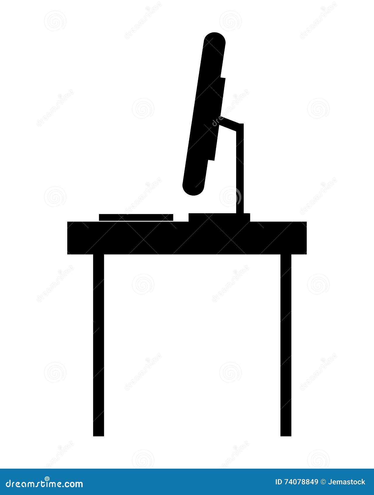 Desk with Computer Profile Icon Stock Image - Image of paper, wood ...