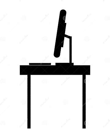 Desk with Computer Profile Icon Stock Image - Image of paper, wood ...