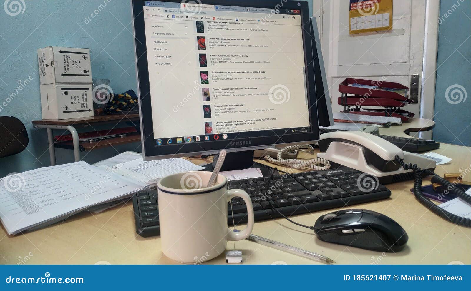 A Table with a Computer is the Workplace of an Accountant. Stock Image ...