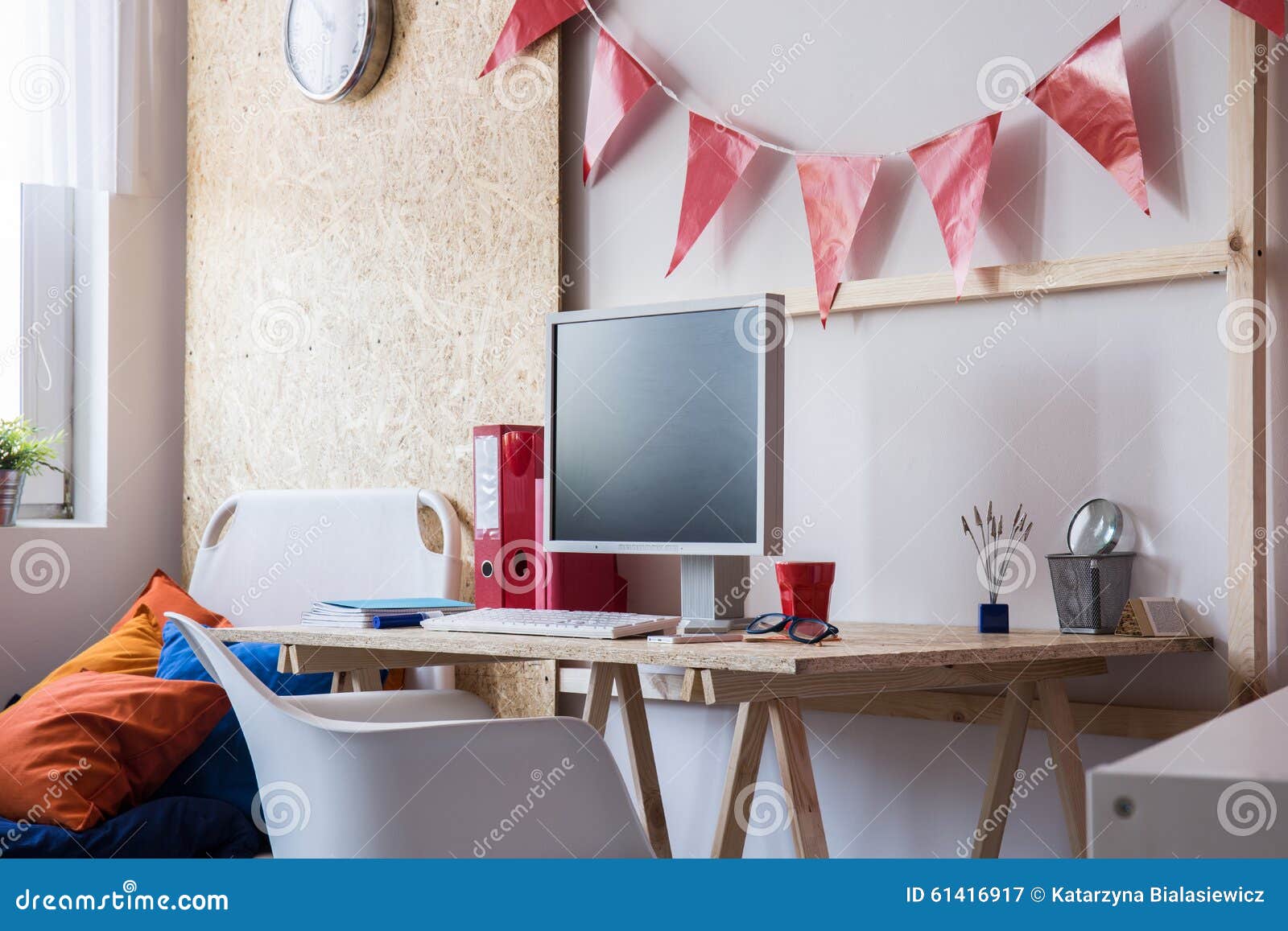 Desk with desktop computer stock image. Image of desktop - 61416917