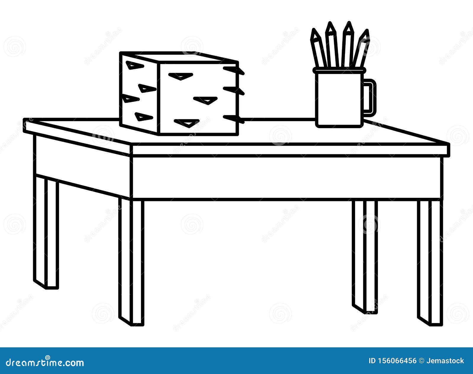 Desk Clipart Black And White