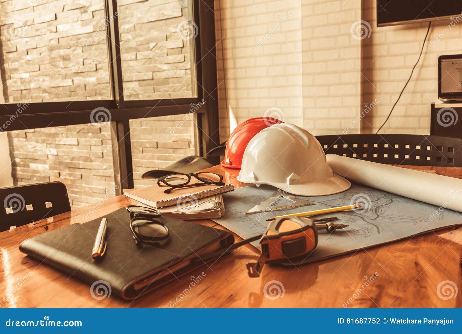 Desk Engineer Cluttered, when the Evening Stock Photo - Image of ...