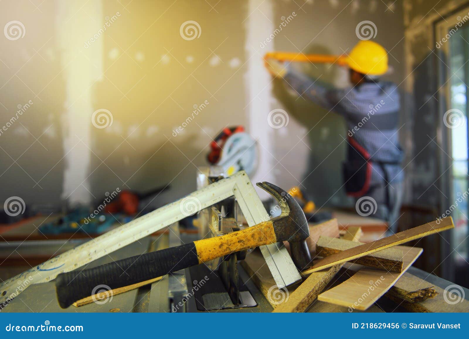 Desk of Engineer Contractor.engineering Tools on Desk Workshop Stock ...