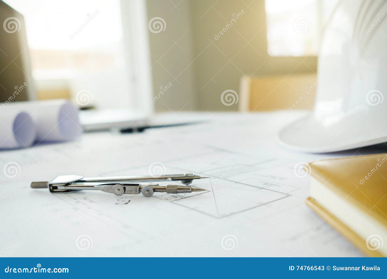Desk of Engineering Project with Engineering Tools Stock Image - Image ...