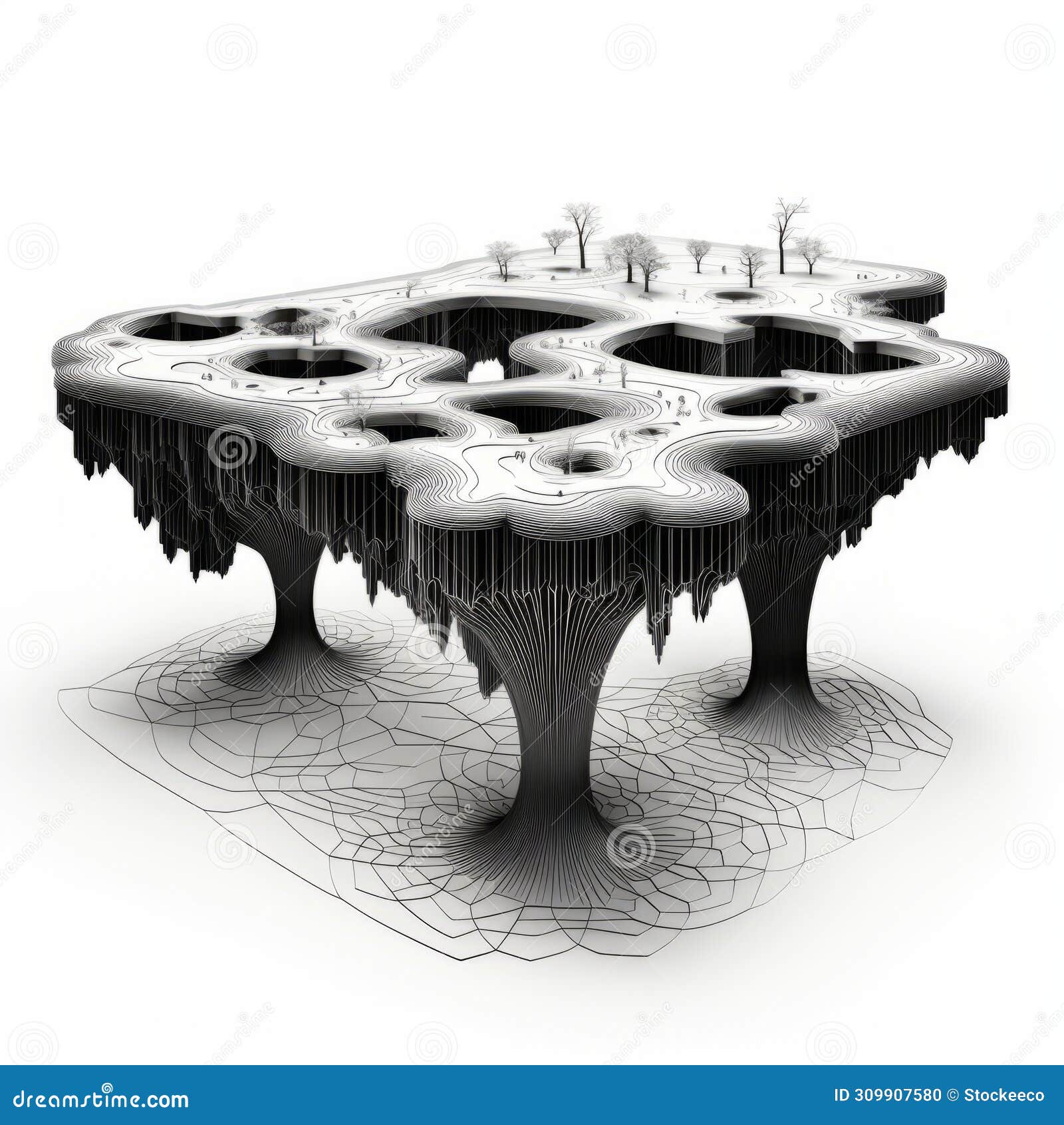 Algorithmic Art Desk - Isolated on White Background Stock Illustration ...