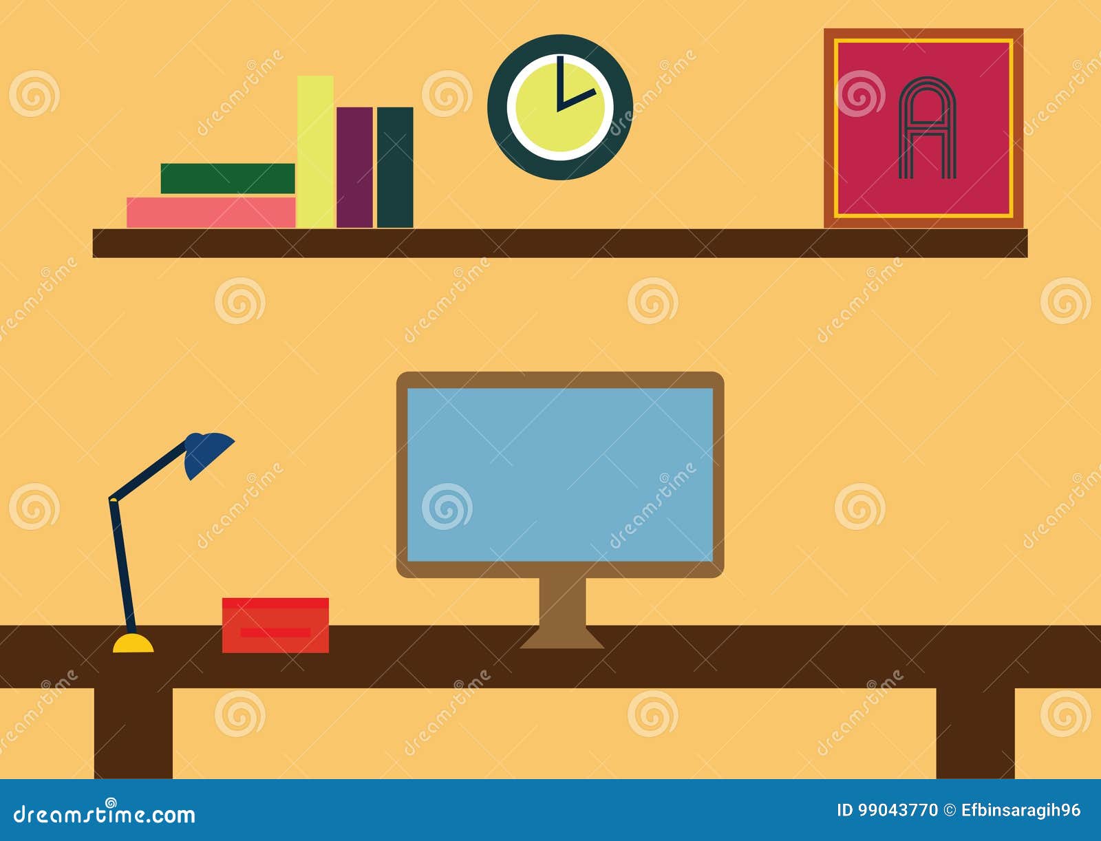 Desk Flat Design stock illustration. Illustration of illustrator - 99043770