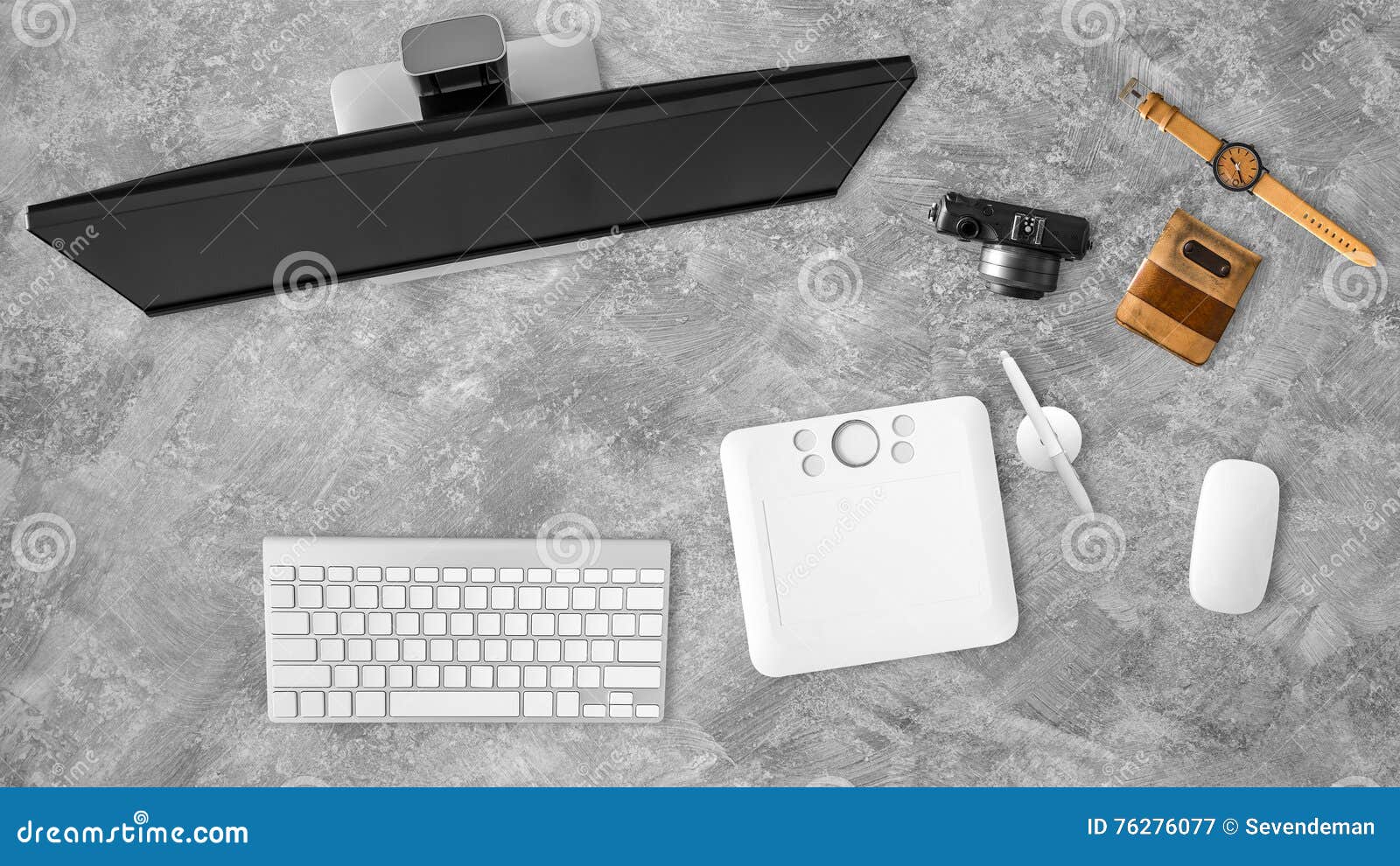 Desk of freelancer. stock image. Image of view, modern - 76276077