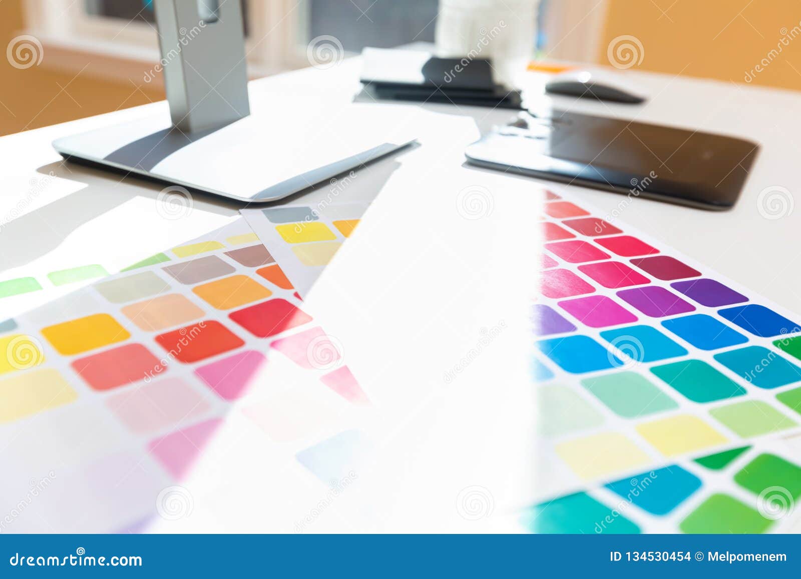 Desk with Graphic Design Tools Stock Photo - Image of table, workspace ...