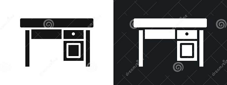 Desk Icon Linear Graphics Set Vector in Black Stock Vector ...