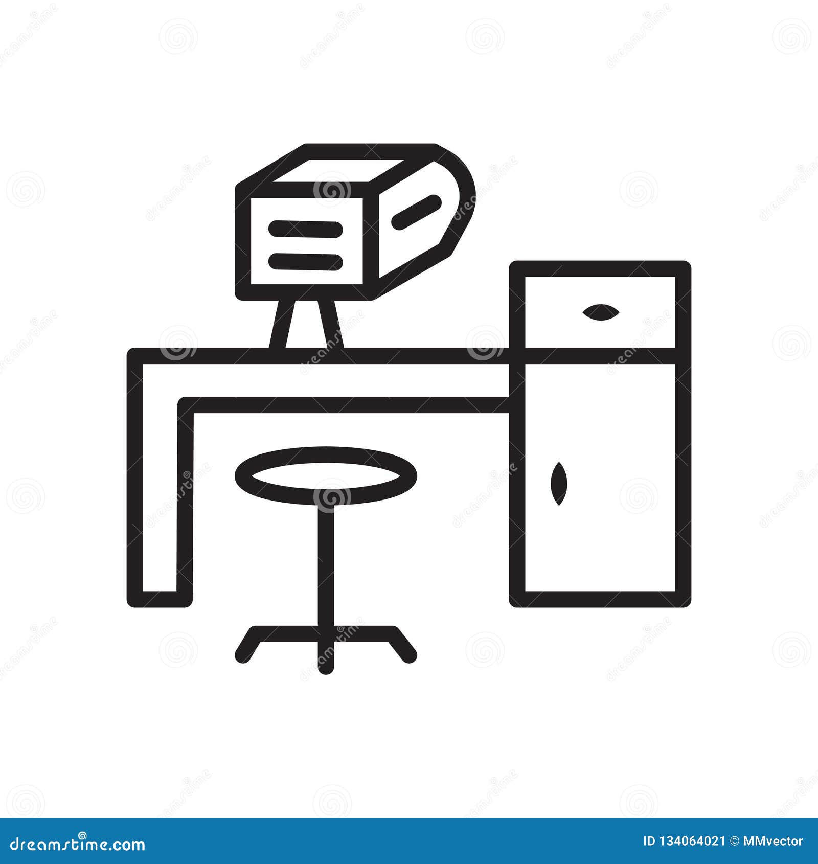 Desk Icon Vector Isolated on White Background, Desk Sign , Linear ...