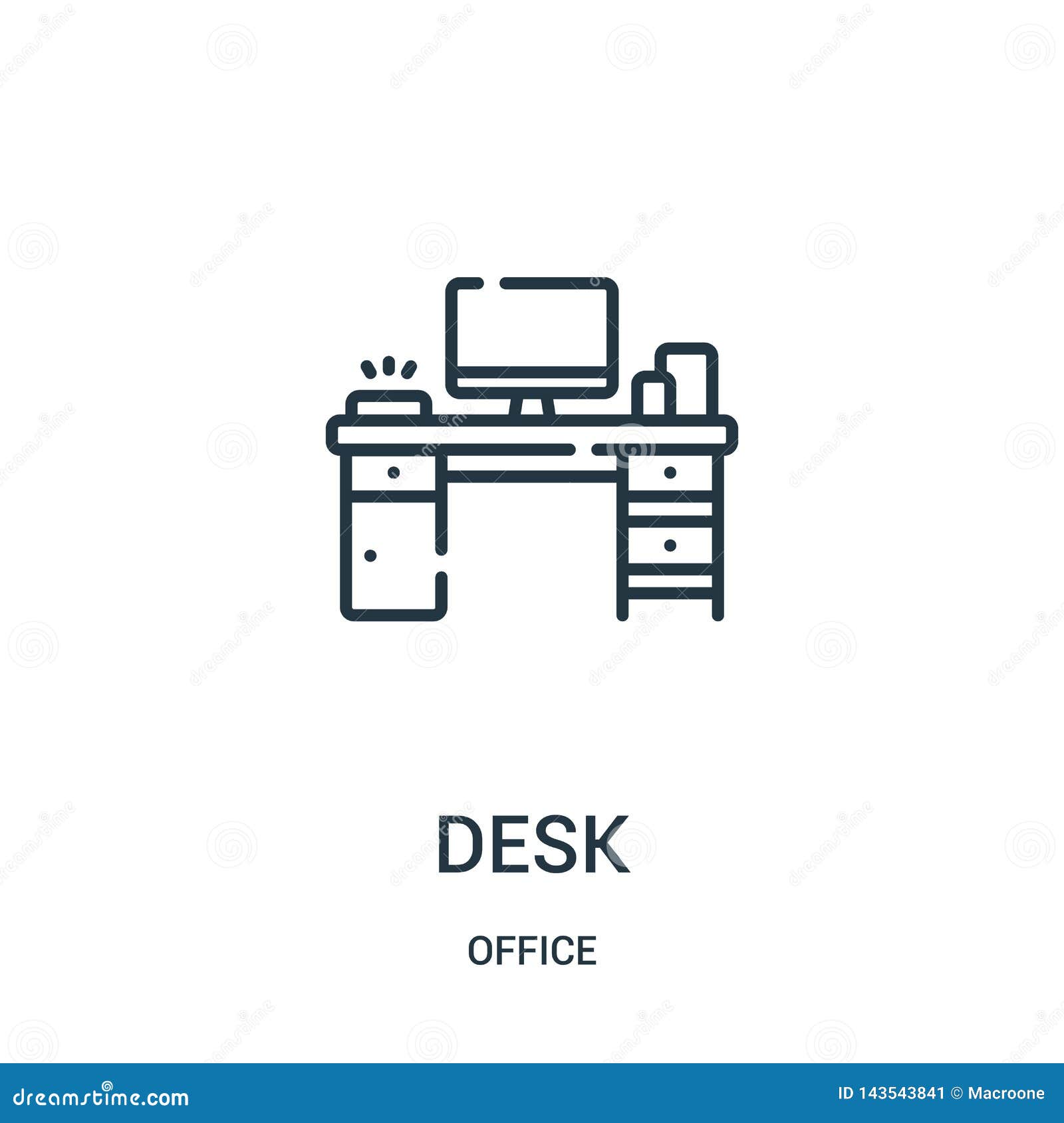 Desk Icon Vector from Office Collection. Thin Line Desk Outline Icon ...
