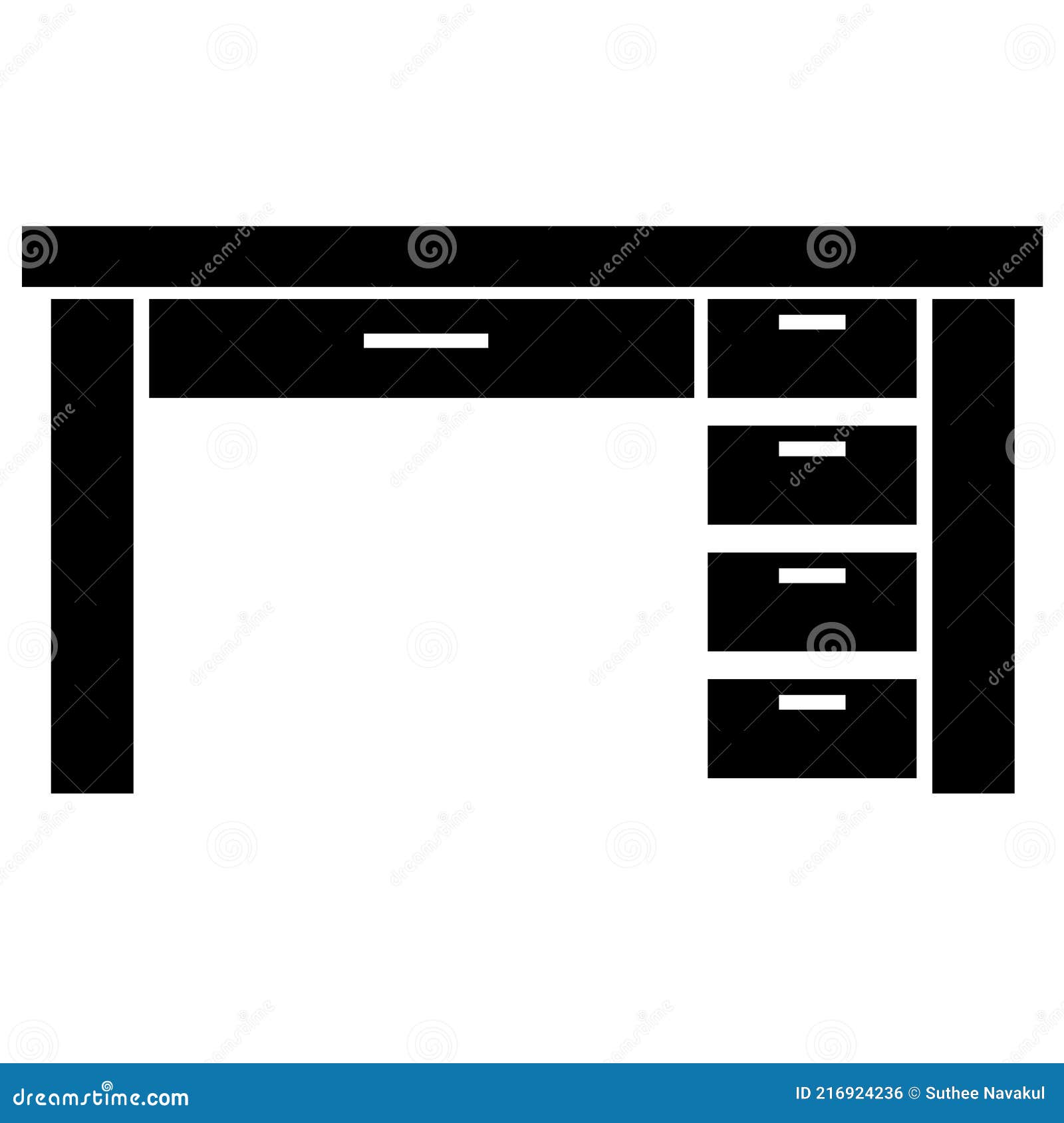 Desk Icon on White Background. Office Desk Sign. Desk Table Desktop ...