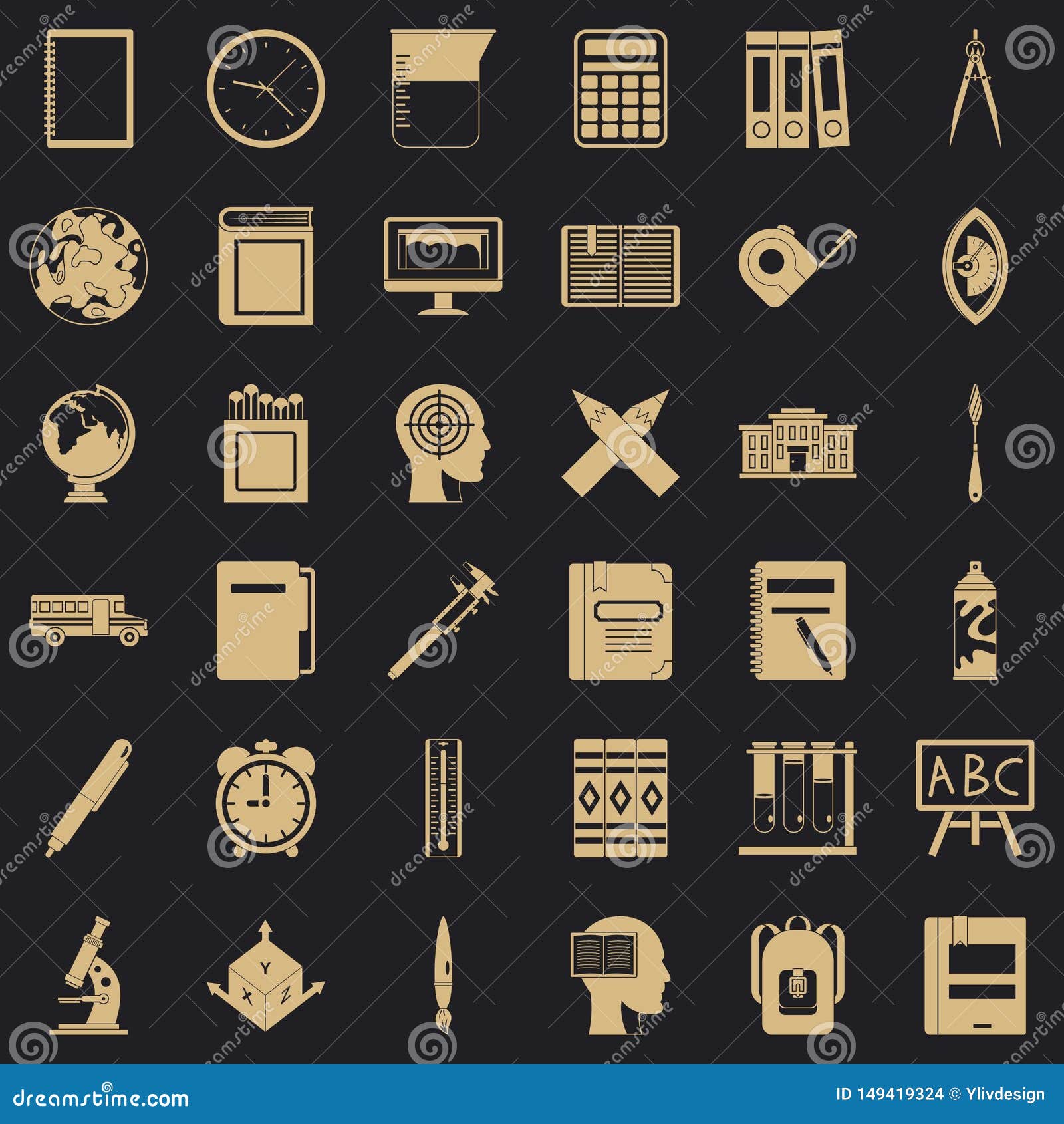 Desk Icons Set, Simple Style Stock Vector - Illustration of brain ...