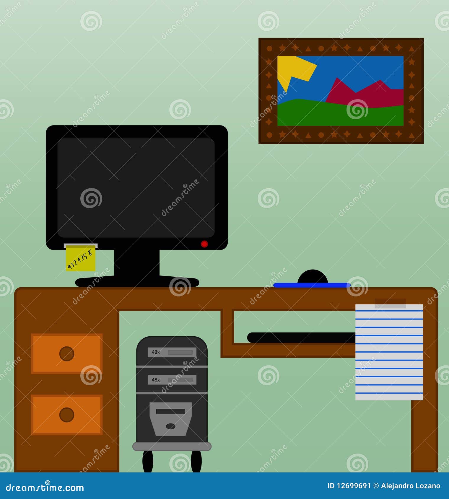 Desk job stock vector. Illustration of administrative - 12699691