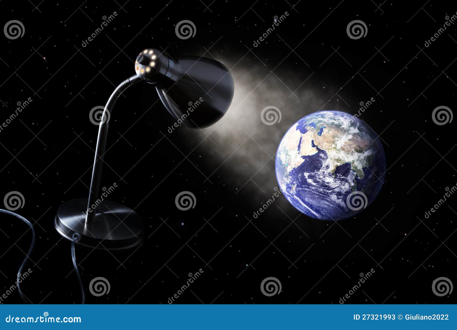 Desk Lamp Illuminates the Earth Stock Illustration - Illustration of ...
