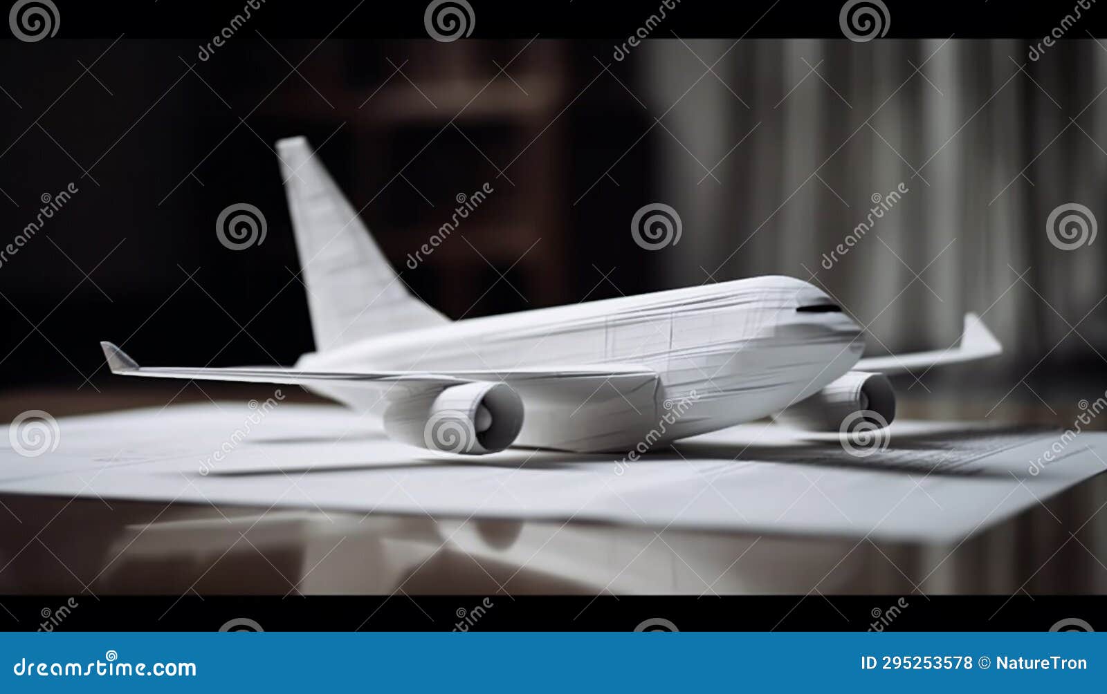 Desk with Plane Desk with Paper Desk Lamp Stock Illustration ...