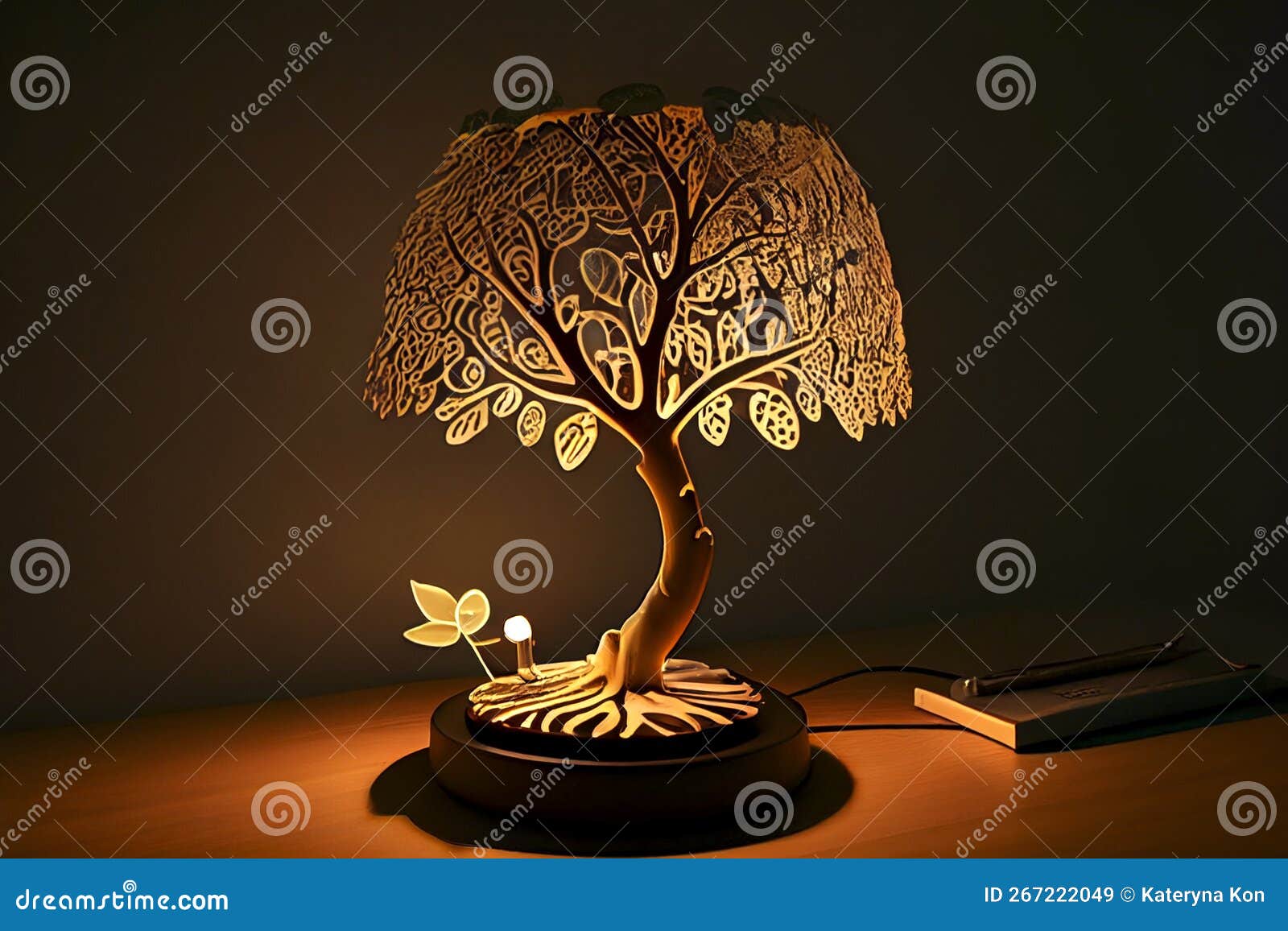 Desk Lamp in the Shape of Tree, Ai Illustration Stock Illustration ...