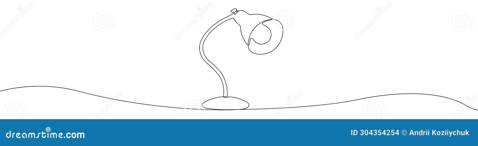 Desk Lamp Vector One Line Draw Icon. Lamp Linear Continuous Outline in ...