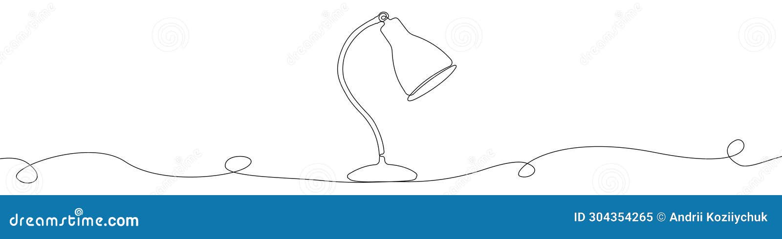 Desk Lamp Vector One Line Draw Icon. Lamp Linear Continuous Outline in ...