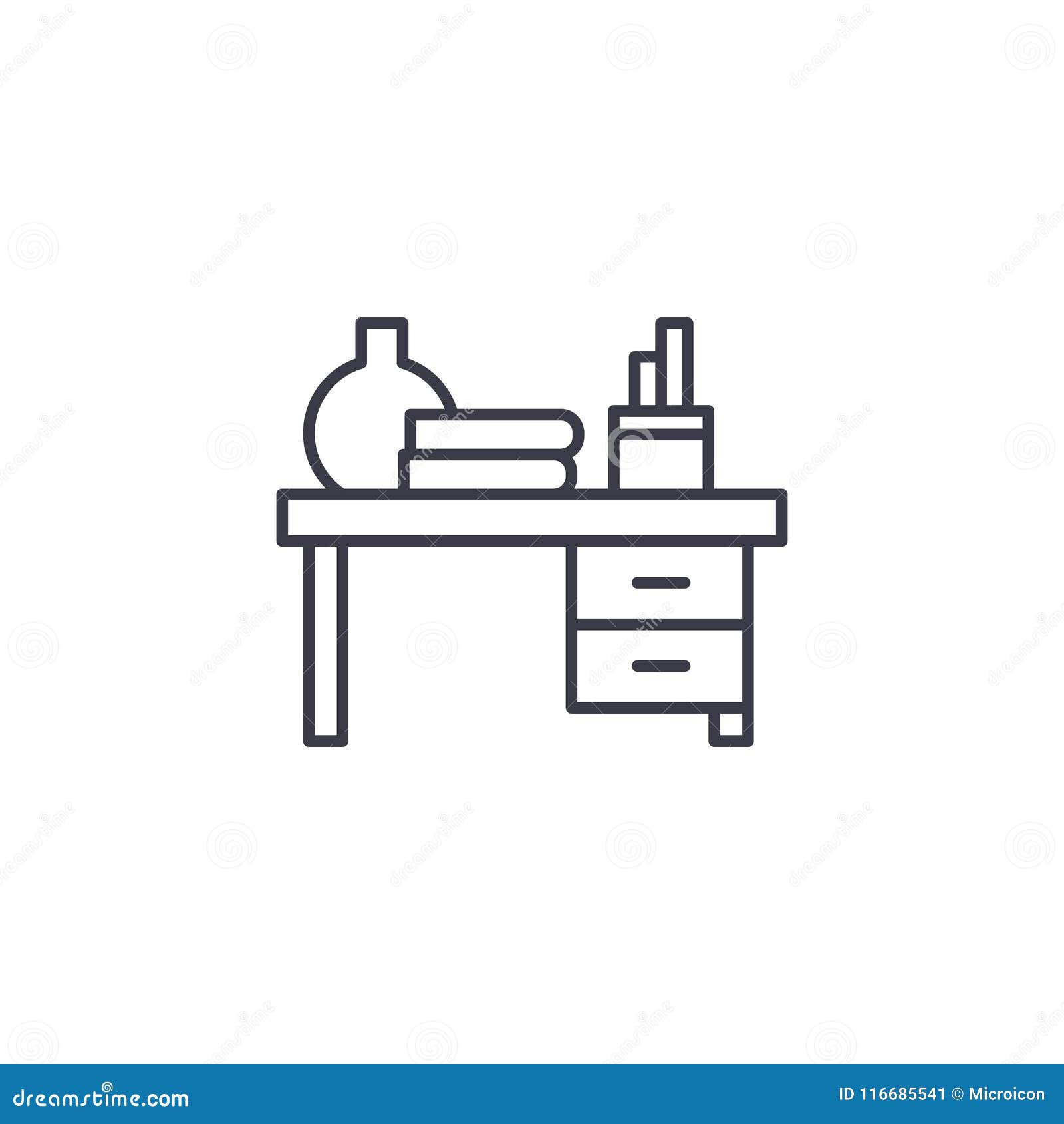 Desk Linear Icon Concept. Desk Line Vector Sign, Symbol, Illustration ...