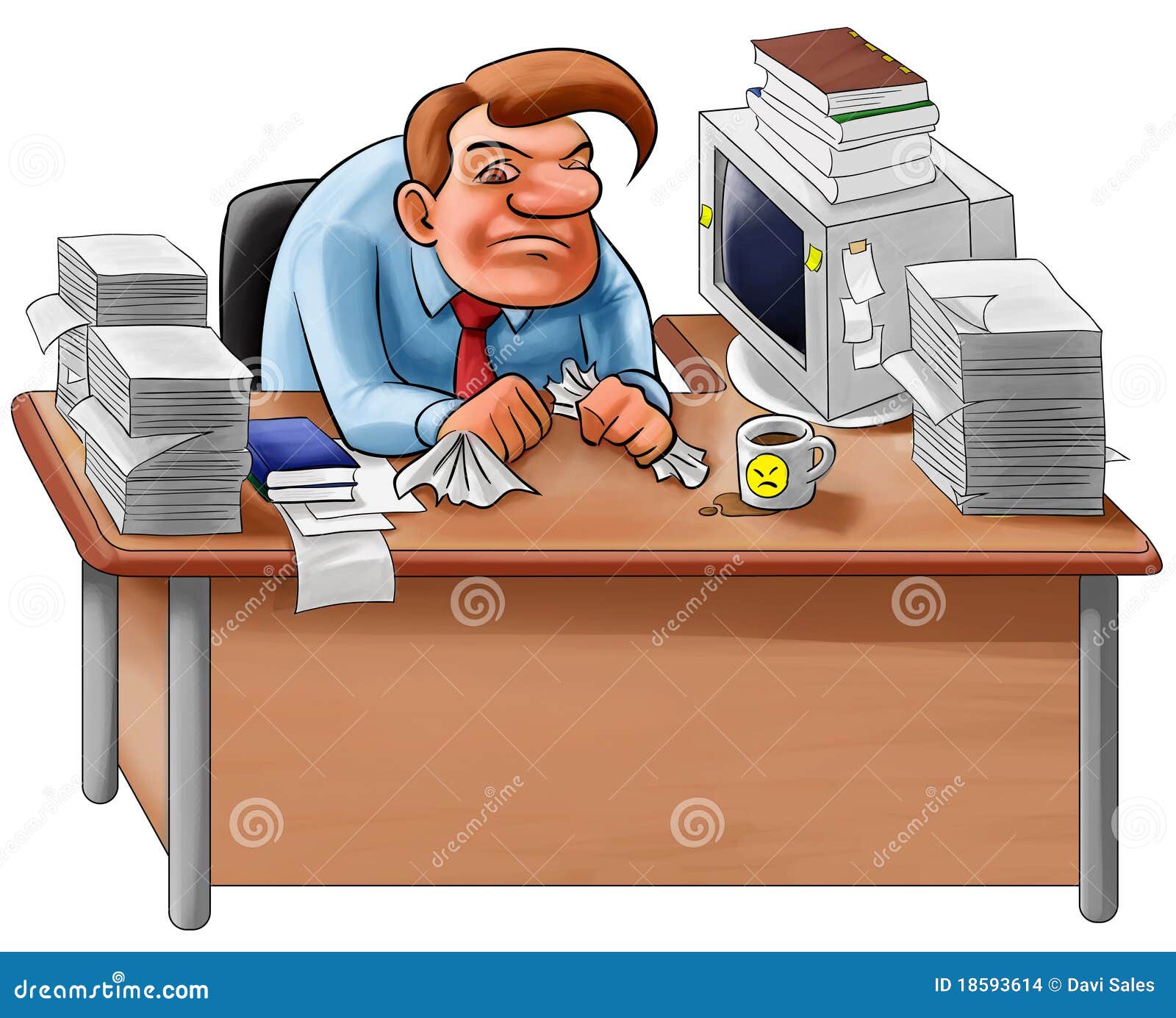 Desk in a mess stock illustration. Illustration of male - 18593614
