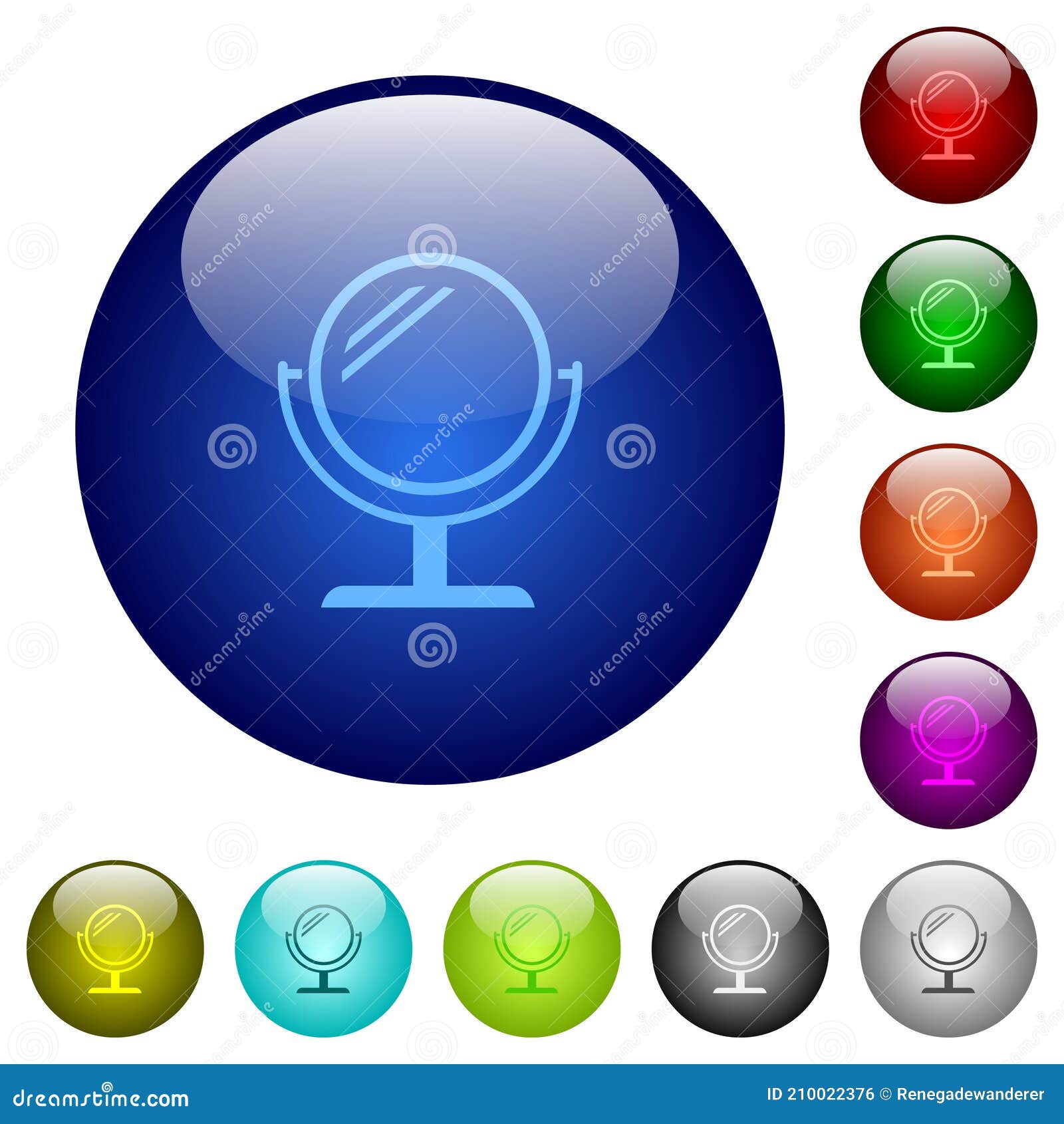 Desk Mirror with Reflection Color Glass Buttons Stock Vector ...