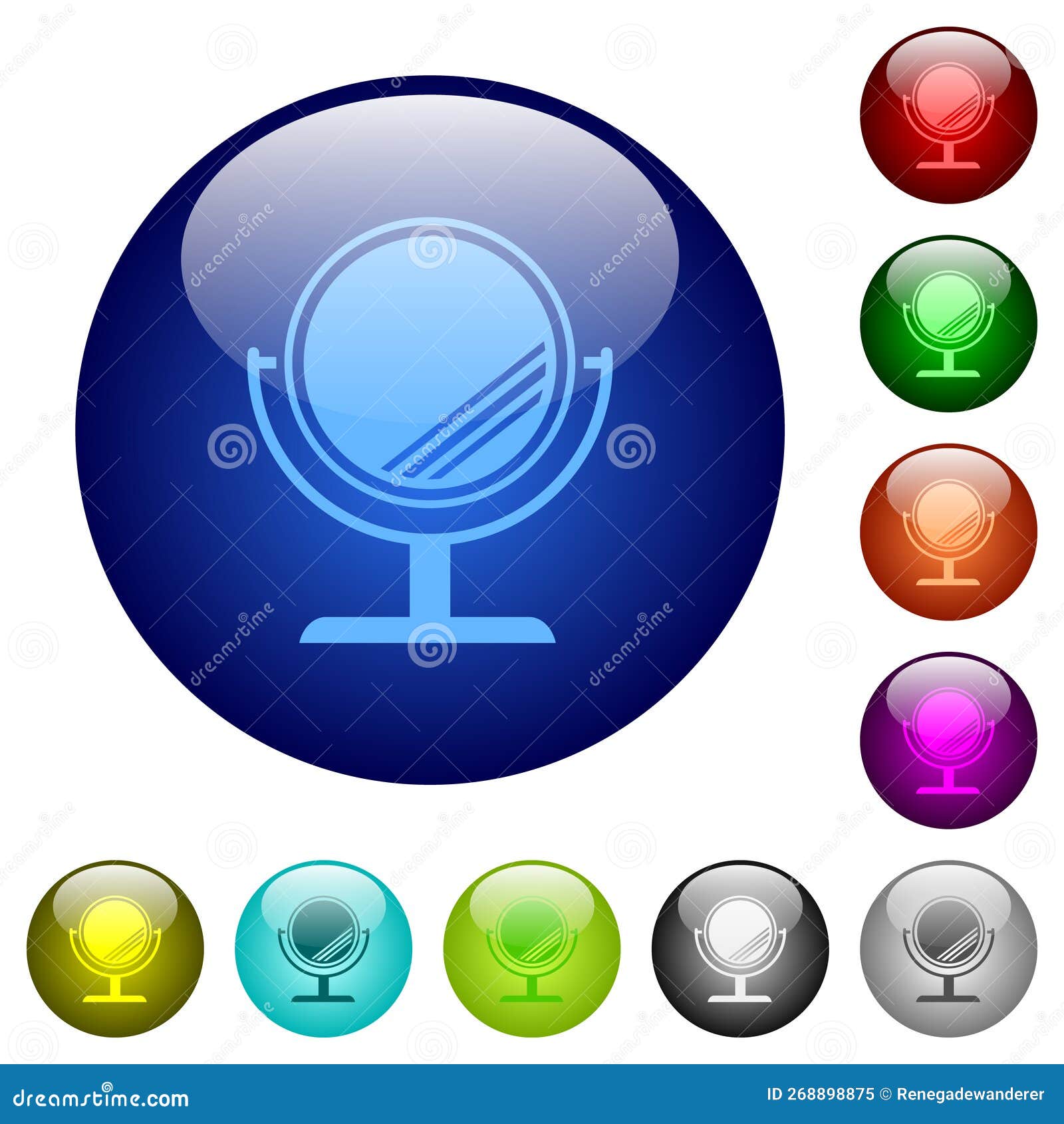 Desk Mirror with Reflection Color Glass Buttons Stock Vector ...