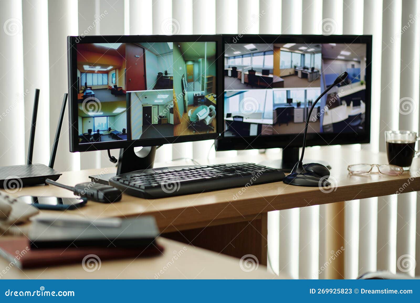 Office of Security Guards stock image. Image of computer - 269925823