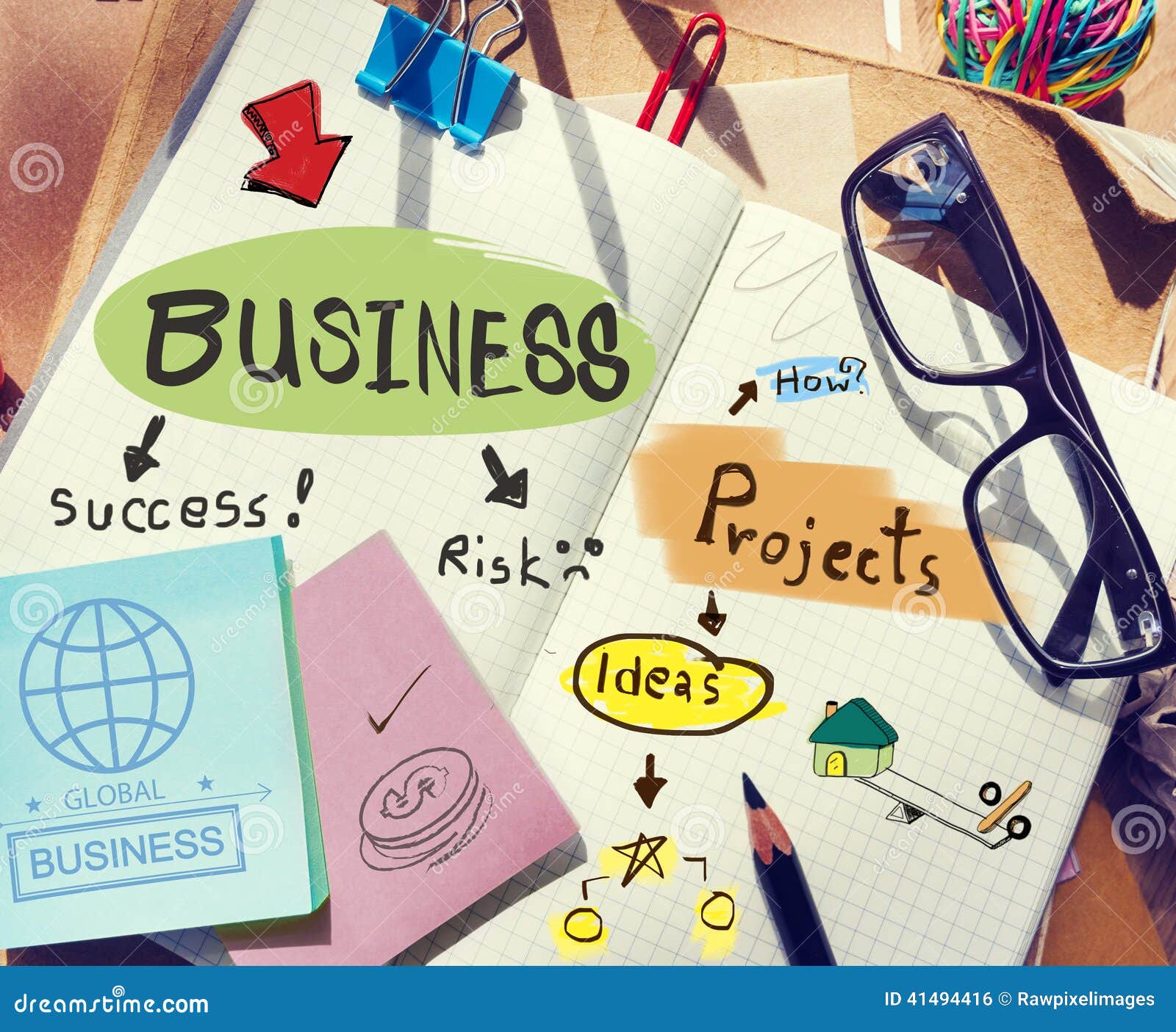 Desk with Notes about Business and Projects Stock Photo - Image of ...