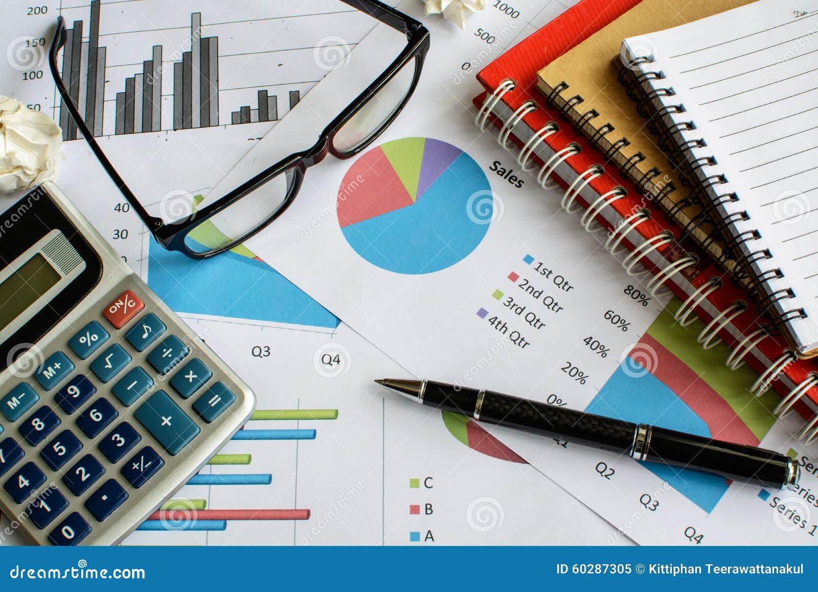 Desk Office Business Financial Accounting Calculate Stock Image - Image ...
