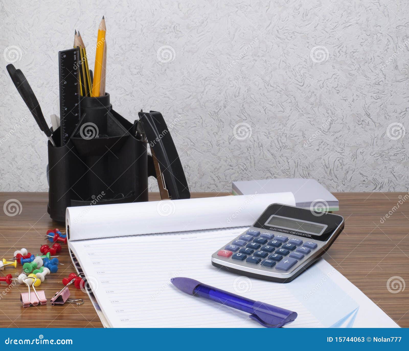 Desk Organizer with Office Tools Stock Image - Image of black, scissors ...