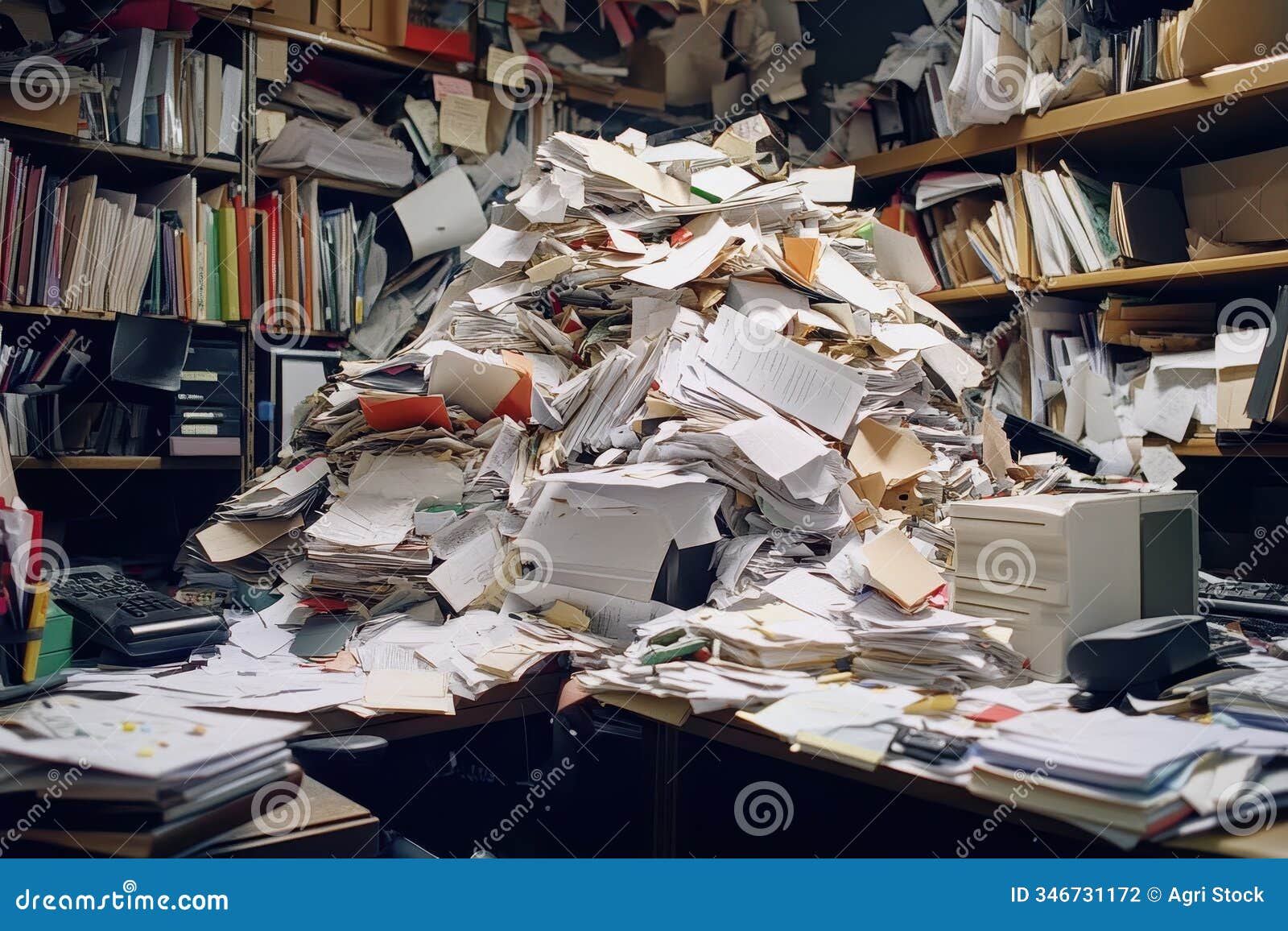 A Desk Overflowing with Paperwork and Documents Stock Illustration ...