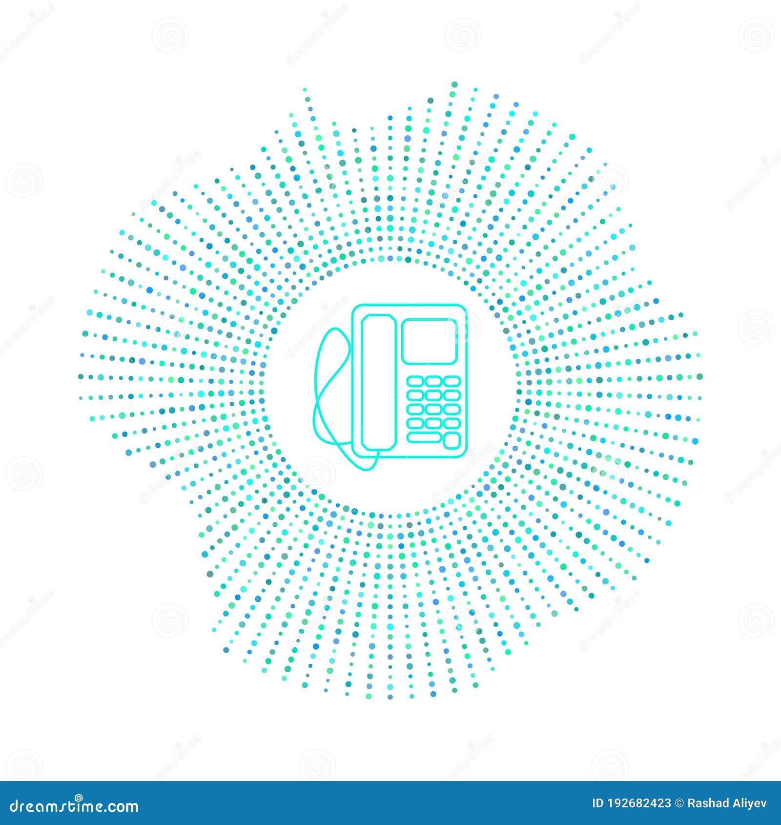 Desk Phone in Badge with Blue Dots Stock Illustration - Illustration of ...